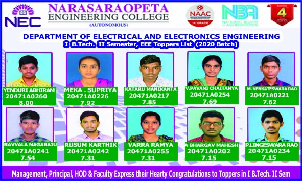 EEE Toppers Narasaraopeta Engineering College