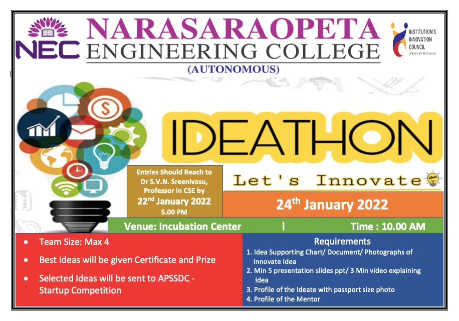 Ideathon Competition on 24th January 2022 organized by IIC ...
