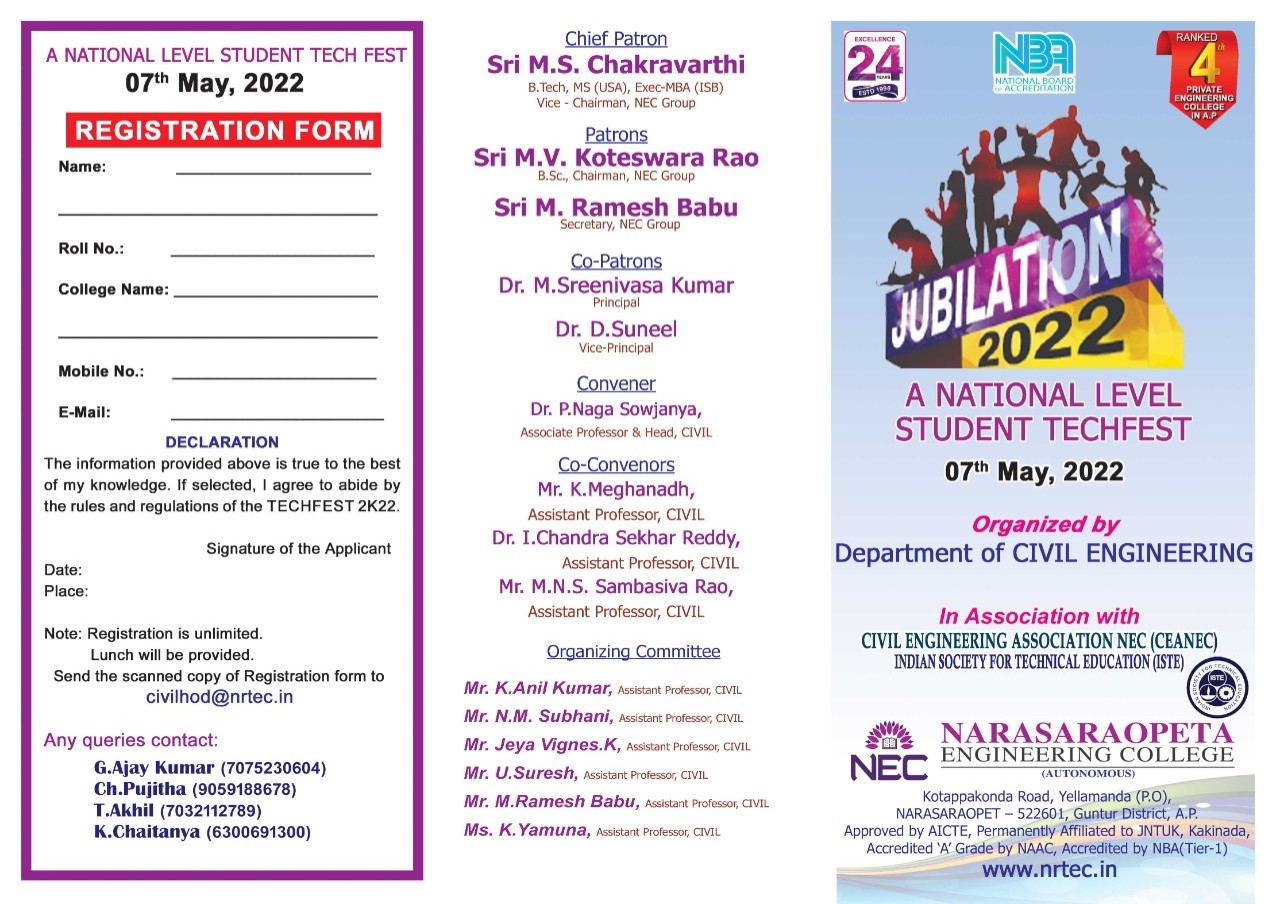 Department of Civil Engineering is organising 'A National Level Student ...