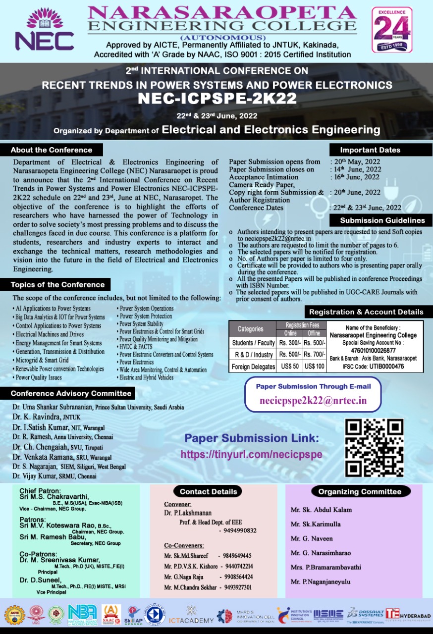 Department of EEE is conducting its 2nd International Conference on ...