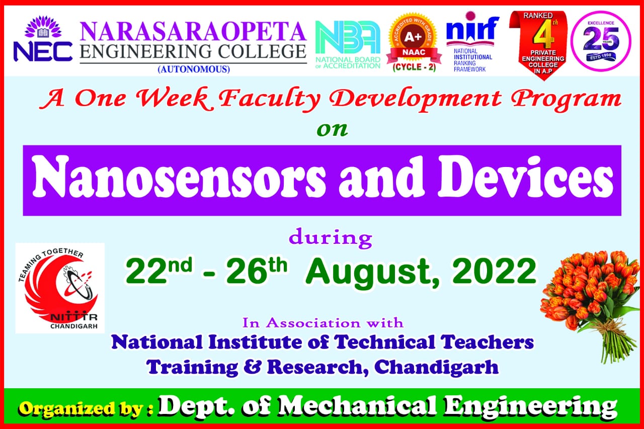 Department of Mechanical Engineering has conducted a One Week FDP on ...