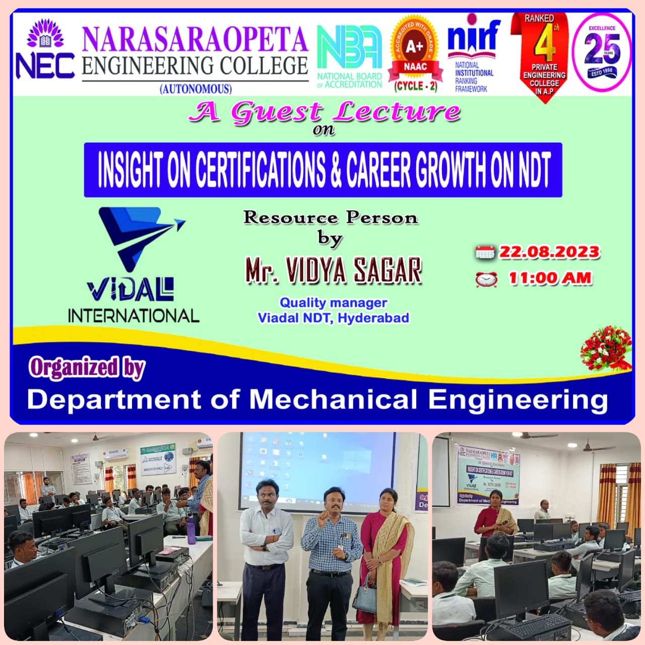 Department of ME held a Guest Lecture on "Insight on certifications ...
