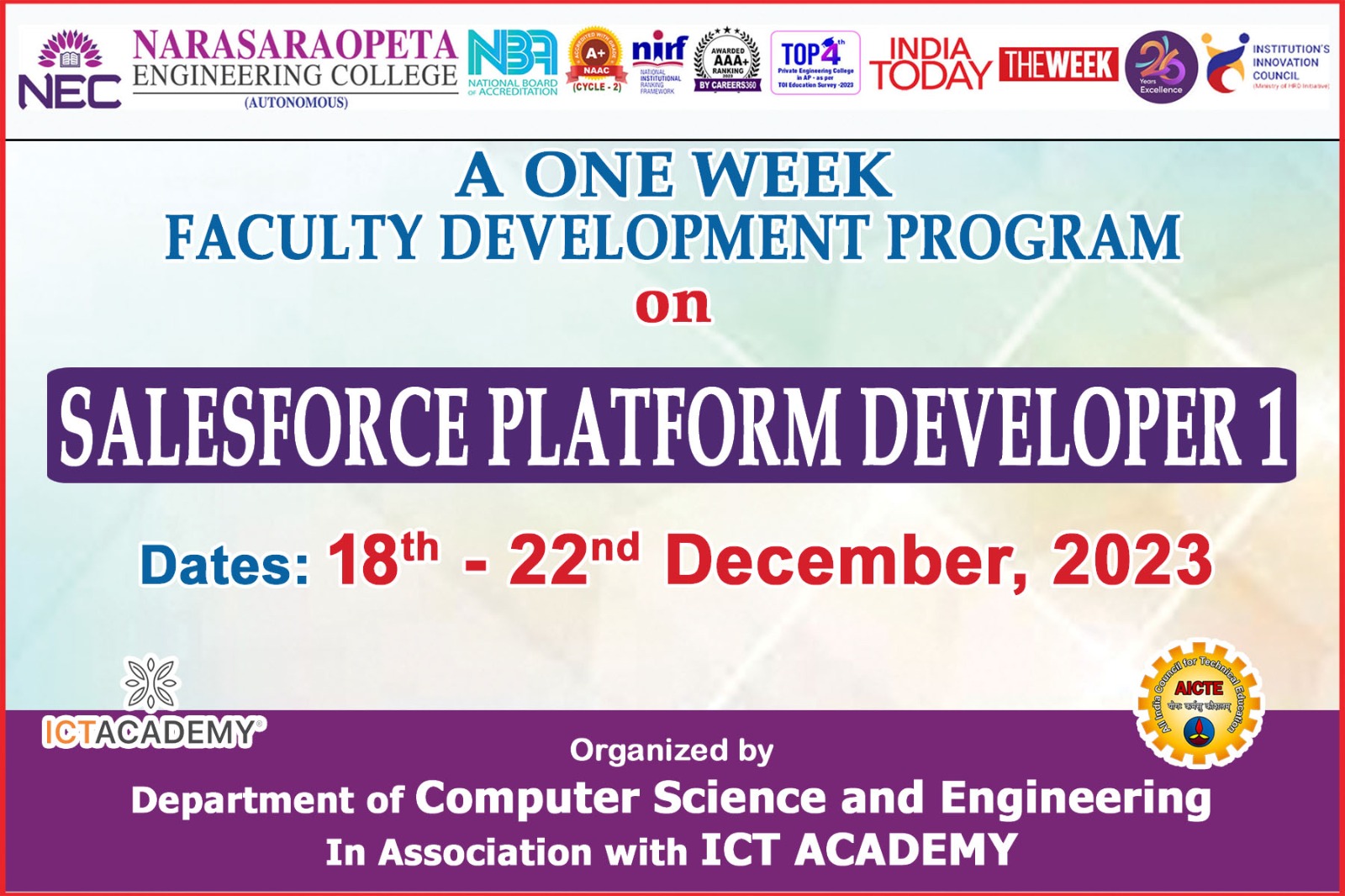A One Week Faculty Development Program on Salesforce Platform Developer ...
