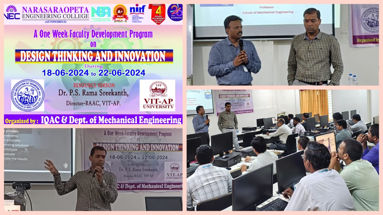 One-Week FDP on Design Thinking and Innovation at NEC in Collaboration with VIT-AP ...